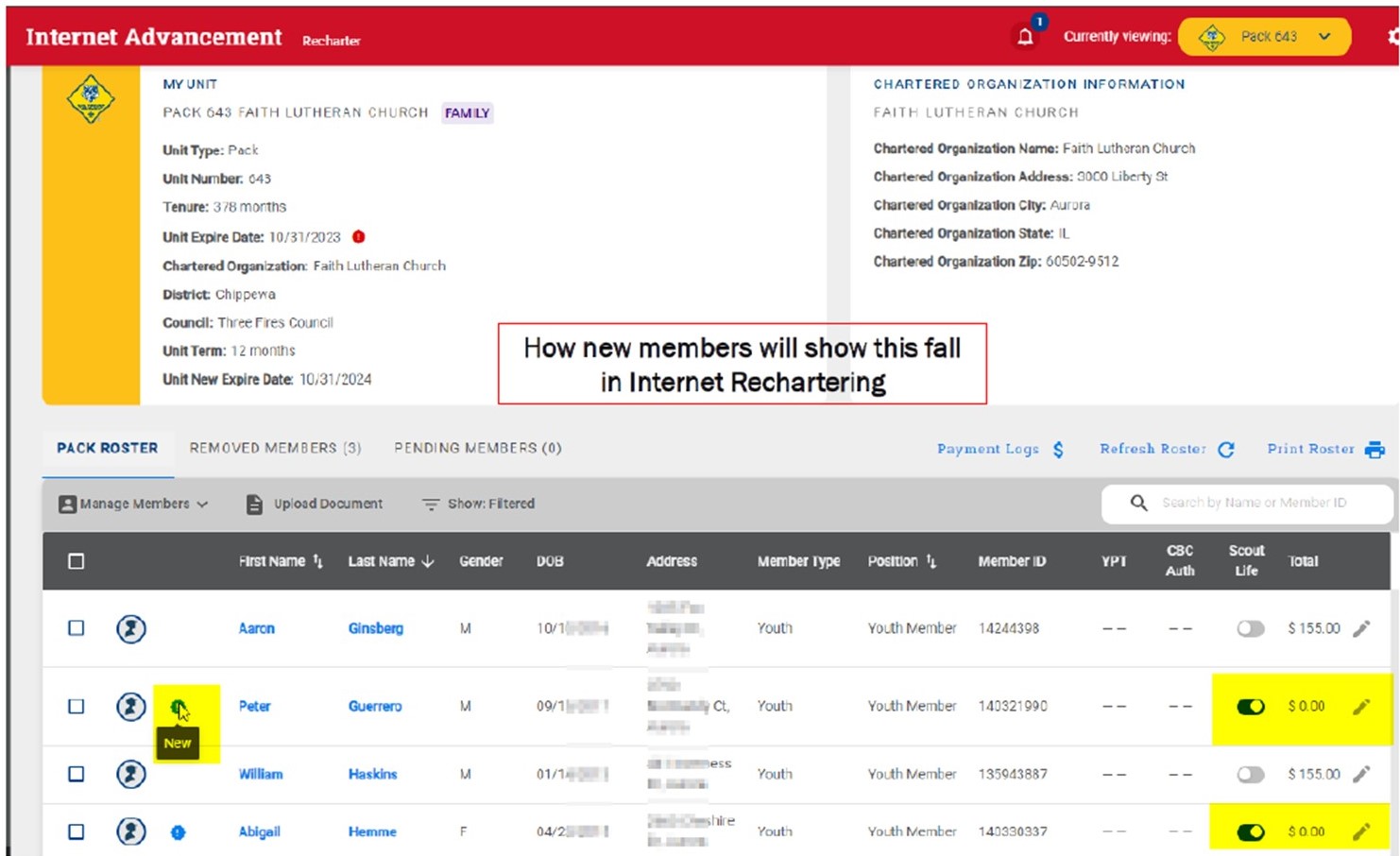 Rechartering System opens for 2024 renewal